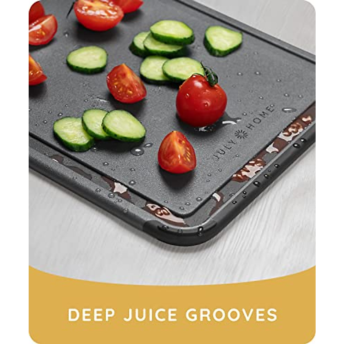 Cutting Boards for Kitchen - Plastic Cutting Board Set of 3, Dishwasher Safe Cutting Boards with Juice Grooves, Thick Chopping Boards for Meat, Veggies, Fruits, Easy Grip Handle, Non-Slip (Black/Gray)