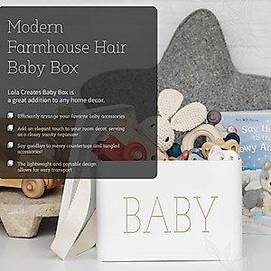 Lola Creates Baby Storage Organizer - Diaper Caddy for Lotions, Hair Essentials - White Baby Closet Organizer with Removable Lid - Metal Nursery Organization Box - Cute Baby Room Organizer for New Mom