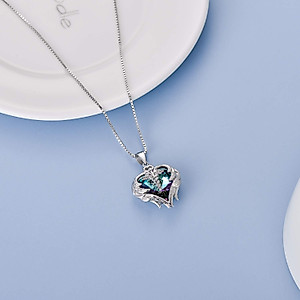 AOBOCO 925 Sterling Silver Nurse Necklace with Caduceus Angel Wing Heart Charm, Nurse Jewelry Gift for Doctor Nurse Medical Student, Made with Austrian(Blue-purple)