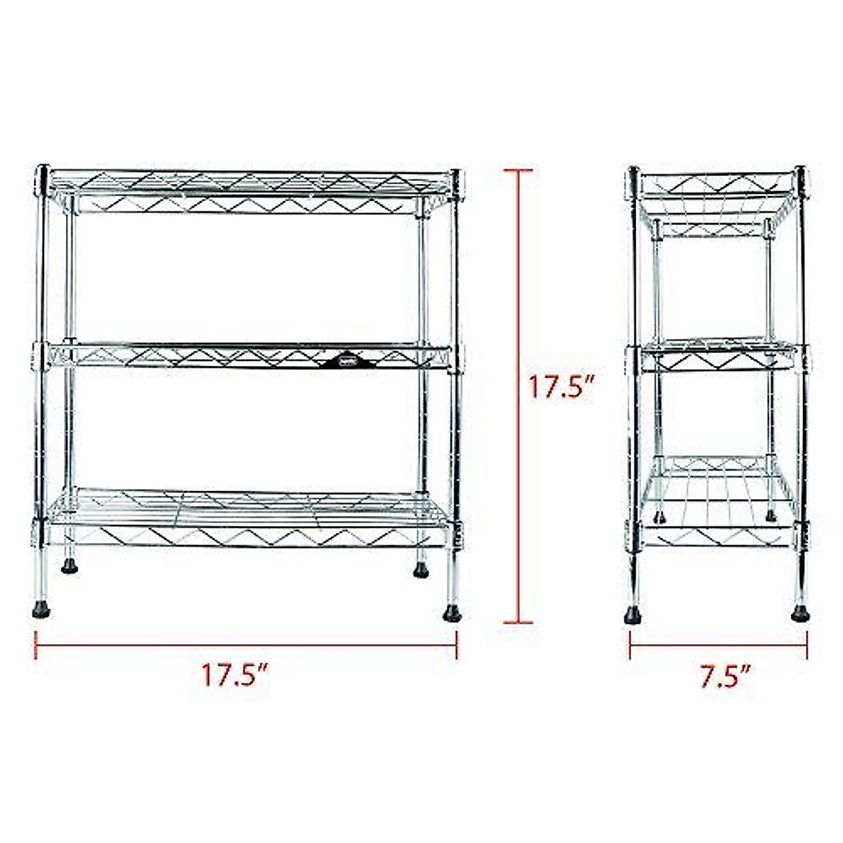 Apollo Hardware Chrome 3-Shelf Wire Shelving 7.5"x17.5"x16.5"