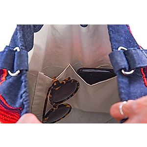 Handmade Bohemian Bag From Mexican Serape Blanket - Cinco de Mayo Hippie Boho Denim Purse Sack Bag