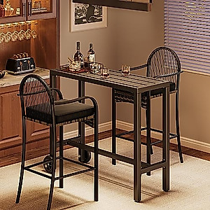 YITAHOME Outdoor Bar Table, 39" Narrow Bar Table, Durable Bar Height Table for Balcony, Patio, Garden, Yard, Poolside, Black