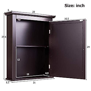 Hysache Bathroom Medicine Cabinets, Wall Mount Mirrored Storage Cabinets w/Single Door & Adjustable Shelf, Multipurpose Wooden Organizer for Hallway Living Room Bedroom