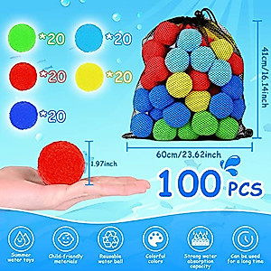 AXRUNZE Reusable Water Balloons 100PCS Soaker Water Balls Kids Outdoor Toys for Pool Water Toys 5 Colors, 1x mesh Bag, Rightness Beach Ball for Children and Young Boys and Girls