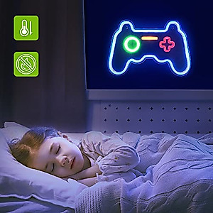 Lepowcoo Neon Sign Gaming, (16 x 11inch) Big Game LED Light Room Decor, Gamepad Neon Controller Signs, Cool Party Wall Decoration for Teen Boys Bedroom, Gamer Room Accessories, Lepowcoo-1