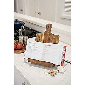 Twine Tablet Stand, Acacia Wood Tablet Holder, Cookbook Stand, Rustic Farmhouse Book Holder and Display, Acacia Wood, Set of 1