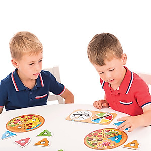 ORCHARD TOYS Moose Games, Pizza! Game. Match Colors and Shapes to Make a Perfect Pizza. for Ages 3-7 and 2-4 Players