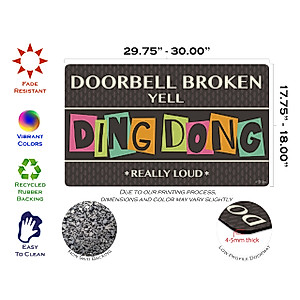 Toland Home Garden 800433 Ding Dong Doorbell Funny Door Mat 18x30 Inch Welcome Outdoor Doormat for Entryway Indoor Entrance