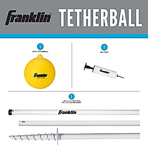 Franklin Sports Tetherball Set - Full Tetherball Game Set with 8' Pole, Rope + Ball Included - Portable Steel Backyard + Beach Kit with Carry Bag - Recreational, White