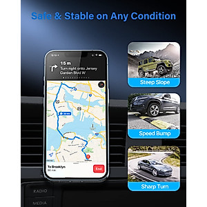 [ Military-Grade Magnetic Vent Hook] Phone Holder for Car, Hands Free Phone Car Mount Strong Magnet Air Vent Mount, 360° Rotation Car Phone Holder Compatible with iPhone Samsung Galaxy All Smartphones