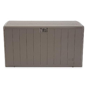 Plastic Development Group 130 Gallon Multipurpose Outdoor Backyard Patio Storage Deck Box Container with Soft Close Lid, Gray