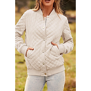 PRETTYGARDEN Womens Fall Fashion Jacket Long Sleeve Button Down Trendy Casual Outerwear Clothes Winter Coats with Pockets (Beige,Small)