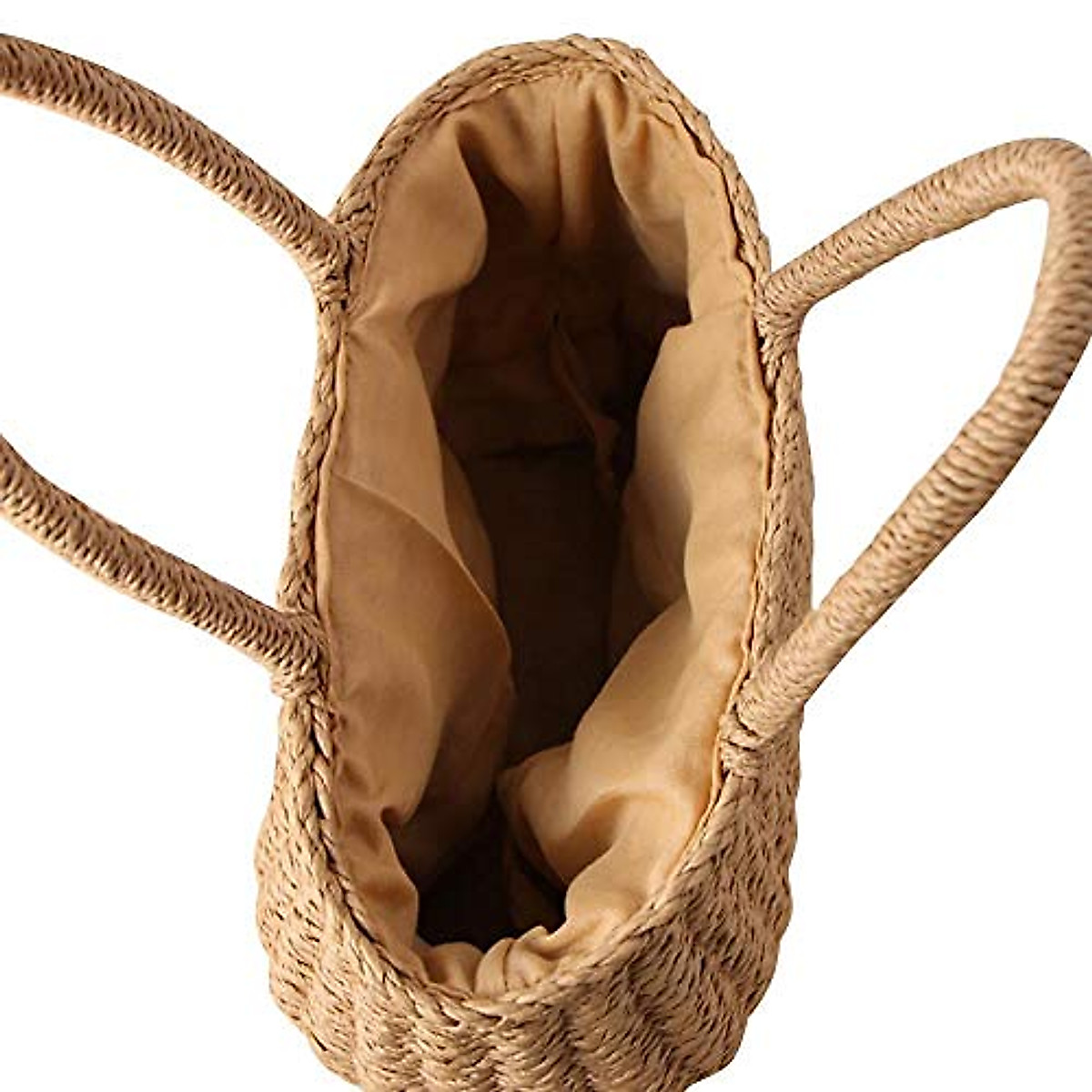 Gets Straw Bags for Women Hand-woven Small Hobo Bag Round Handle Ring Tote (Camel)