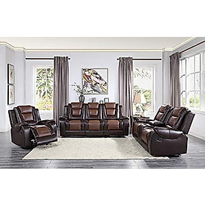 Lexicon Matteo Double Reclining Sofa, Two-Tone Brown