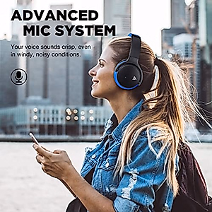 PurelySound E7 Active Noise Cancelling Headphones, Wireless Over Ear Bluetooth Headphones, 20H Playtime, Rich Deep Bass, Comfortable Memory Foam Ear Cups for Travel, Home Office - Black
