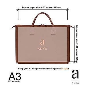 ANYA Art portfolio bag, artist carrying case, storage bag for artwork, posters with zipper and handles, light weight art bag for professionals, students KONST