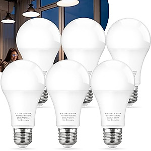 Bombubilla A21 LED Light Bulbs, 150-200W Equivalent 23W LED Bulb, 2500 Lumens, Daylight White 5000K, E26 Base, Non-Dimmable, Super Bright Light Bulbs for Home Office Shop Warehouse Garage, 6 Pack