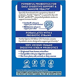 Nature's Way Fortify Optima Daily Probiotic for Men and Women, Supports Digestive, Immune, and Colon Health*, 30 Vegan Capsules