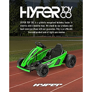 Hyper 24V Ride-On Electric Go Kart for Kids 8-14 Years, 3-Speed Setting with Drift Kart Mode, Foot Accelerated Pedal, Up to 9MPH Speed, 154 Lbs Max Weight, Ergonomic Seat & Sturdy Steel Frame, Green