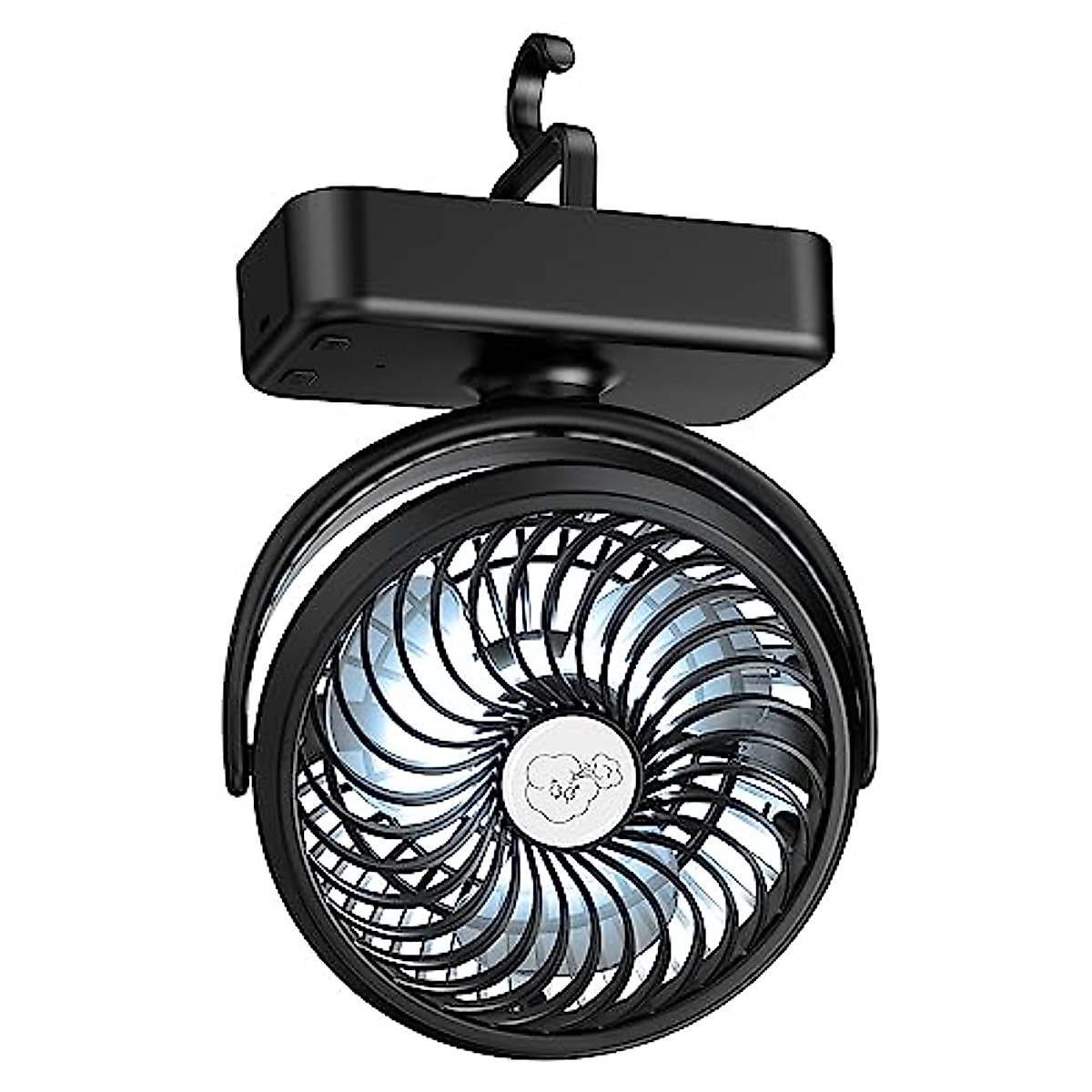 REENUO Portable Camping Fan, Small Tent Fan with Hanging Hook, 40 Working Hours Rechargeable USB Battery Fan with LED Lights for Desk, Bedroom, Travel & Emergency Kit