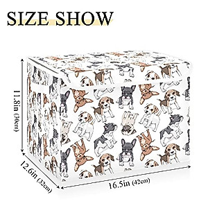 Krafig Cartoon Funny Animal Dog Foldable Storage Box Large Cube Organizer Bins Containers Baskets with Lids Handles for Closet Organization, Shelves, Clothes, Toys