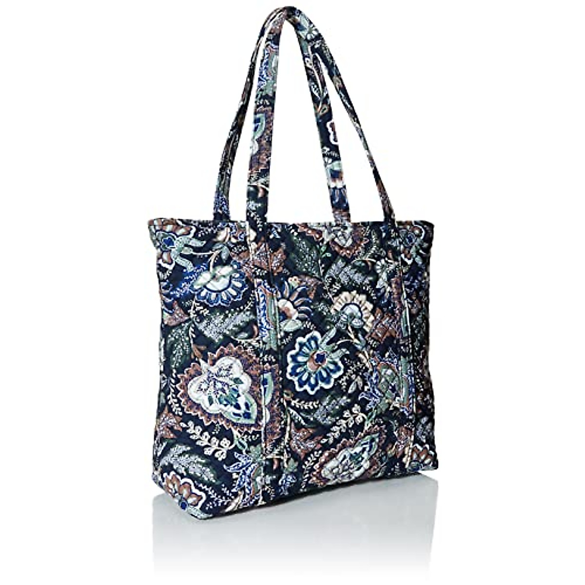 Vera Bradley Women's Cotton Vera Tote Bag, Java Navy Camo - Recycled Cotton, One Size