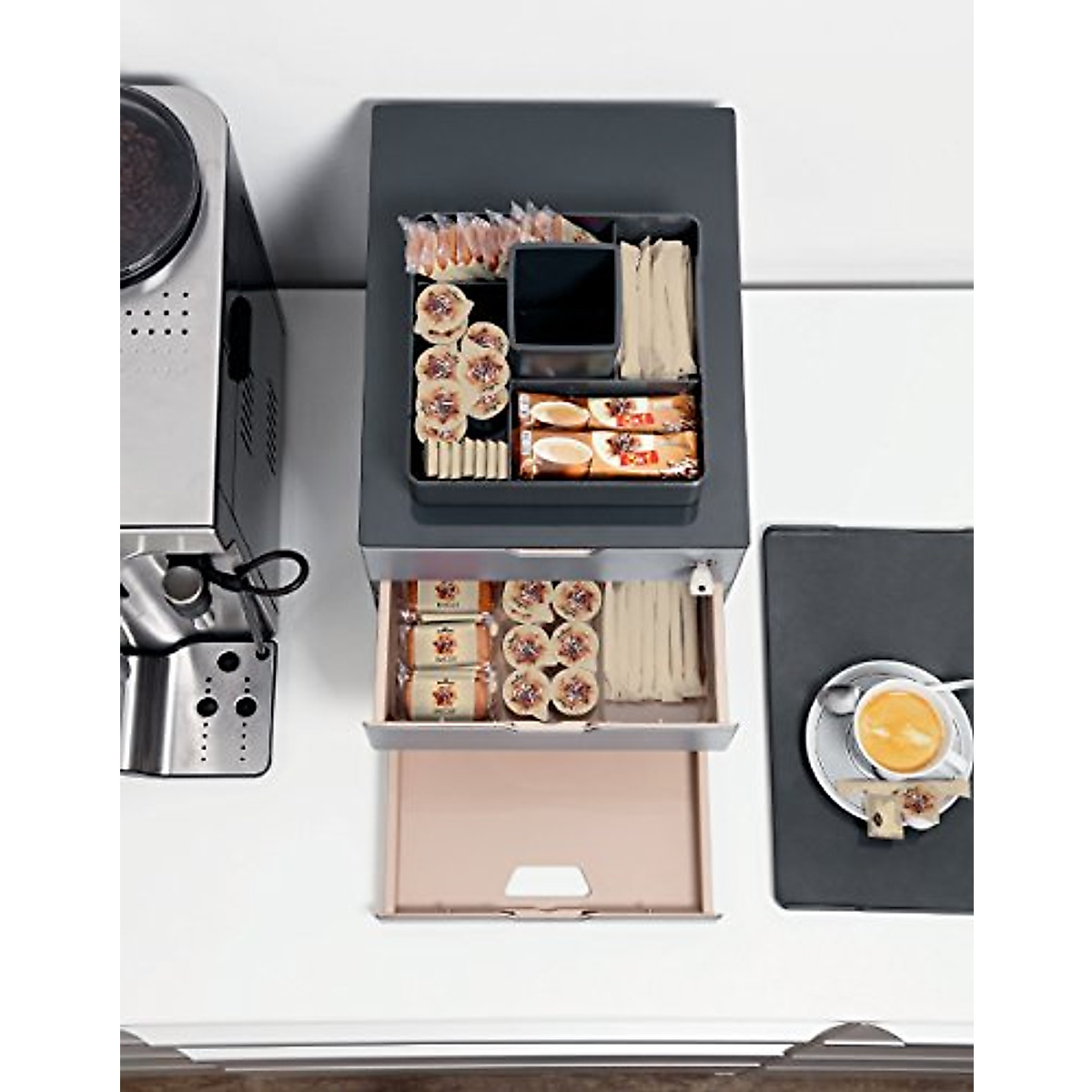 Durable Desktop Drawer Caddy, Oranizing Small Office Supplies Within 13" w x 9.5" d x 1.9" h, Transparent (338419)