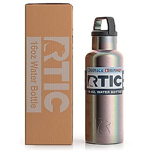 RTIC 16 oz Vacuum Insulated Water Bottle, Metal Stainless Steel Double Wall Insulation, BPA Free Reusable, Leak-Proof Thermos Flask for Hot and Cold Drinks, Travel, Sports, Camping, Twilight