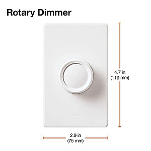 Lutron Rotary Dimmer for Incandescent Bulbs, 600-Watt Single-Pole Preset, D-600P-WH, White