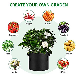 JNYONG 12-Pack 5 Gallon Thickened Non-Woven Grow Bags, Aeration Fabric Pots with Handles