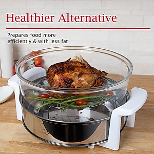Air Fryer - Halogen Oven with 12 to 17 Quart Capacity, Accessories, and Time and Temperature Controls - Glass Air Fryer, Roaster, Broiler, Toaster, Steamer, and Grill by Classic Cuisine (White)