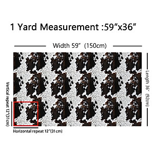 Cowhide Print Girl Woman DIY Fabric by The Yard for Craft Lovers,Abstract Animal Fur Rustic Farmhouse,Decorative DIY Fabric for Upholstery and Home Accents,2 Yard,Black White Brown,Not Really Cow Fur