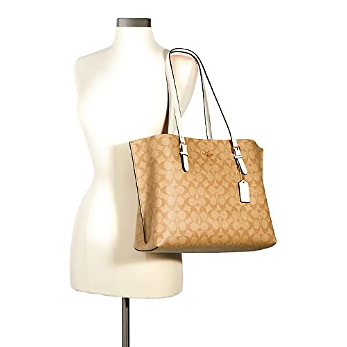COACH MOLLIE TOTE IN SIGNATURE CANVAS, 1665, KHAIKI CHALK
