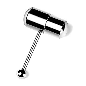 Vibrating Tongue Ring Stainless Steel Punk Tongue Bar Body Piercing Jewelry Prickly Straight Barbell Stud Ring for Adult Women Men Assorted Color(Silver)