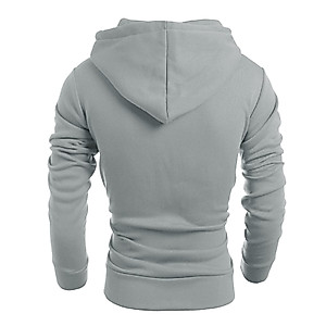 Maiyifu-GJ Men's Long Sleeve Full Zip Hoodie Casual Lightweight Cotton Hooded Sweatshirt Loose Fit Hoodies With Kanga Pocket (Light Blue,X-Large)