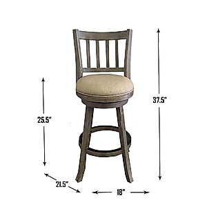 Boraam Sheldon Counter Height Stool, 24-Inch, 1-Pack, Driftwood Wire-Brush and Oatmeal