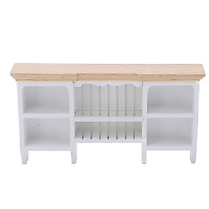 1/12 Miniatura Storage Cabinet Wall, 2 colors, Mounted Hand Painted Dollhouse Cupboard Crafted Mini Shelf(White)