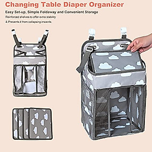 Yoe Gogh Hanging Diaper Caddy Organizer, Changing Table Baby Diaper Organizer with 4-Multi-Use Mesh Pockets, Nursery Storage Stacker for Cribs Playard Bassinet