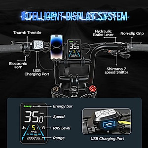 SAMEBIKE Electric Dirt Bike, 1000W Electric Bike 48V 18Ah Battery 20 Inch 4.0 Fat Tire Electric Bike for Adults, 30 MPH Full Suspension Hydraulic Brakes Color Display Electric Bicycles, Green