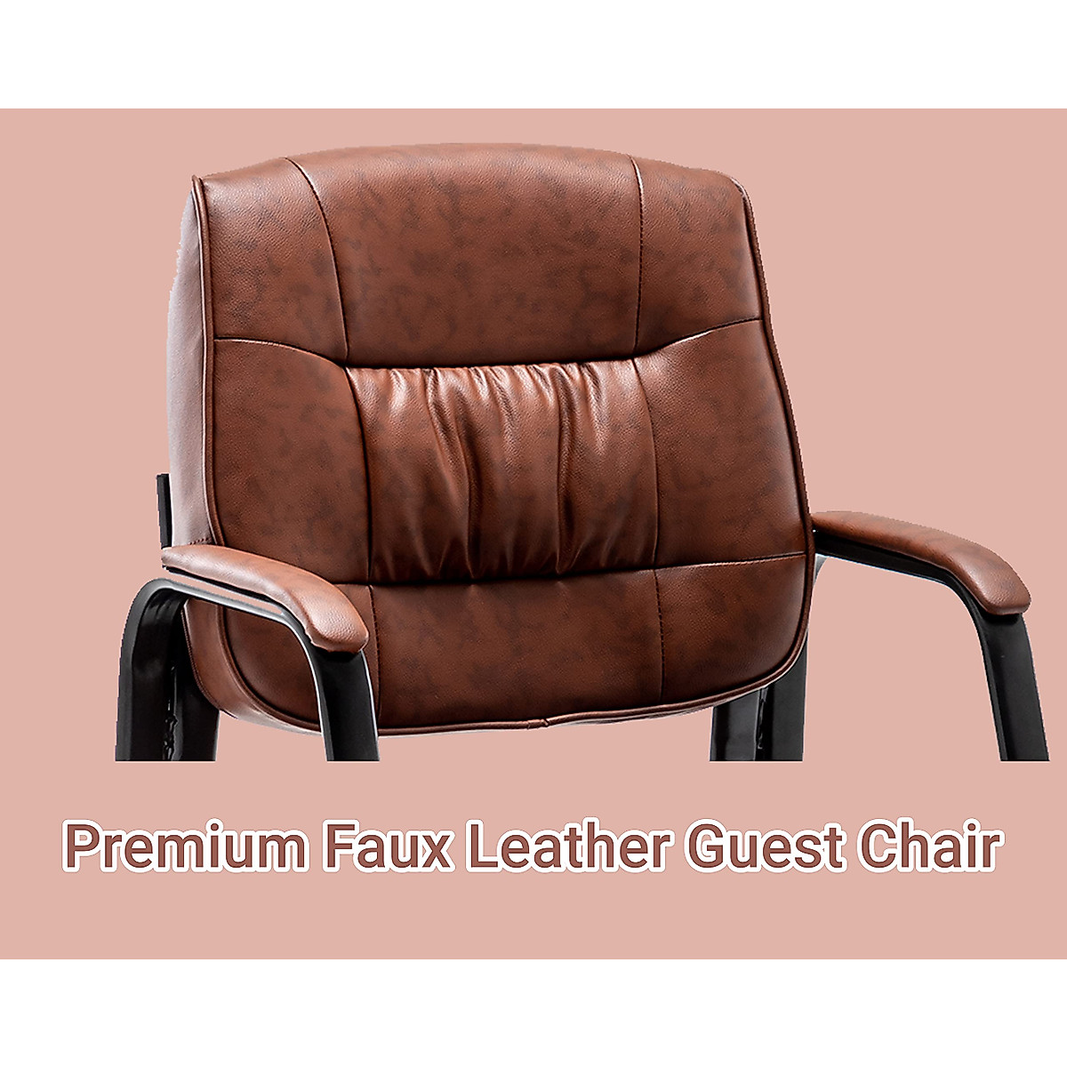 BTEXPERT Brown Leather Office Executive Waiting Room Guest Reception Side Conference Chair, BB5046BR