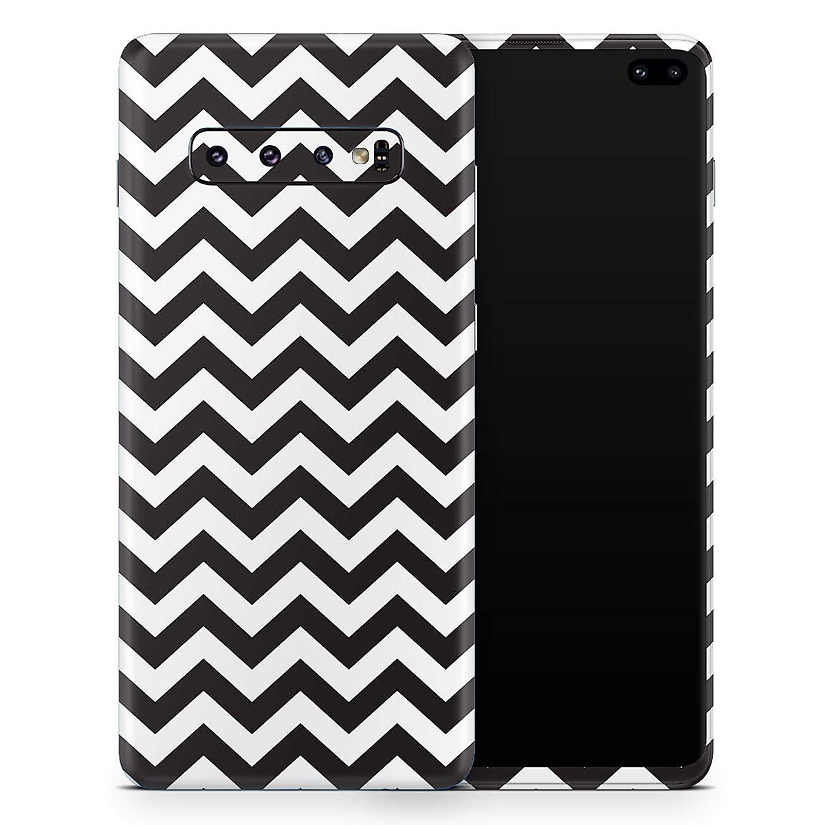 DesignSkinz Black and White Zigzag Chevron Pattern Protective Vinyl Decal Wrap Skin Cover Compatible with The Samsung Galaxy S20 (Screen Trim & Back Glass Skin)