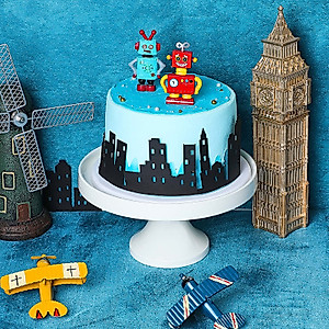 4 Pieces City Cake Border Decoration Toppers Stick On or Lay On Building Images Lighted City Backdrop for Cakes Wrap Desserts Birthday Party Decorating Supplies