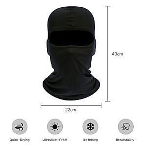 SUNLAND Black Balaclava Face Mask Racing Head Sock Summer Cooling Neck Gaiter Breathable Hood Ski Scarf Motorcycle Under Helmet 3 Pack