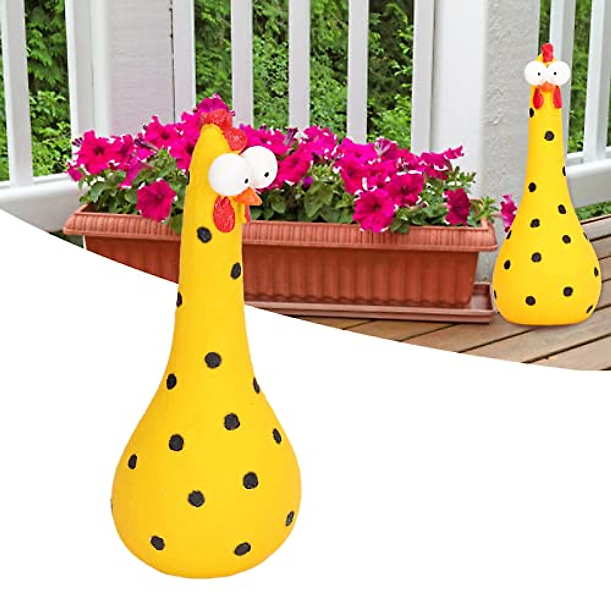 TOTITOM Chicken Statue Silly Chicken Decor Resin Statue Ornaments with Long Neck Handmade Unique Ornament for Home Garden Backyard Decoration(Yellow)