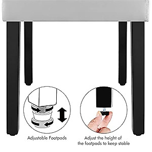 Yaheetech Dining Chairs with Leather Seat and Solid Wood Legs Button Tufted Padded Kitchen Chair Accent Side Chair for Home Kitchen and Restaurant, Set of 6, White