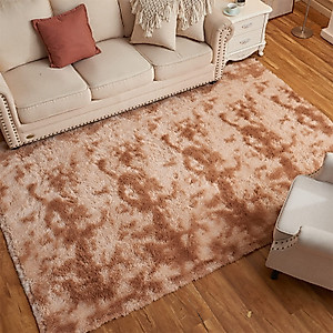 Arbosofe Area Rugs for Living Room Bedroom, 8X10 ft Beige Fluffy Fuzzy Shag Small Carpet Soft Plush Furry Clearance Rug, Cute Rugs for Nursery, Playroom, Kids and Girls Room