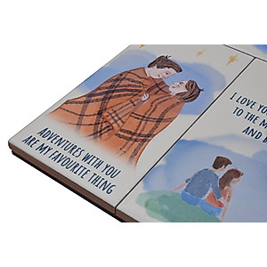 Pirantin 10th Anniversary Ceramic Loving Couple Collage - Romantic Free Standing Ornament (uv-tileblanket10), Creme