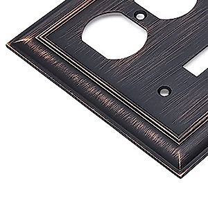 Amazon Basics Decorative 2-Gang Duplex Combination Wall Plate - 2-Pack, Oil Rubbed Bronze