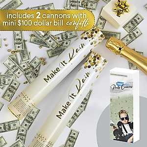 2 Pack Money Confetti Cannon Confetti Poppers | New Years Eve Party Supplies 2025 | Party Poppers Confetti Shooter for Decoration, Celebration, Birthday, Photoshoot | 100 Dollar Bills Confetti Gun