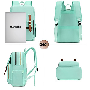 Fuyicat Laptop Backpack for Women Men Travel Business Work, Girls Boys School Backpack College Bookbag Fit 15.6 Inch Notebook (Mint Green)
